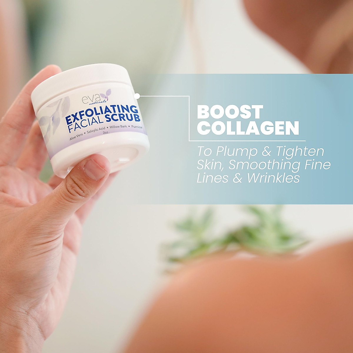 Eva Naturals Microdermabrasion Face Exfoliator and Facial Scrub - Exfoliating Facial Cleanser With Aloe, Willow Bark, Salicylic Acid - Face Wash (2 oz)