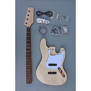 WUQIMUSC Unfinised electric Bass Guitar Kits 20 fret 34 inch Basswood body maple neck for diy