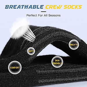 Felicigeely Athletic Socks Cushion Running Socks Performance Breathable Crew Socks Outdoor Sports Socks for Men Women 6Pairs