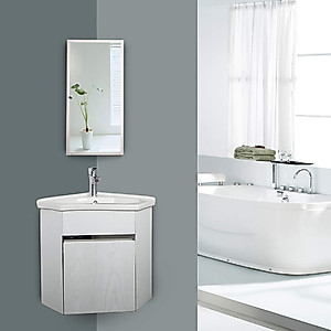 Stainless Steel Corner Bathroom Mirror Cabinet Triangle Locker Wall Cabinet Multipurpose Kitchen Medicine Storage Organizer with Mirror,11.81" X23.6"X8.2"