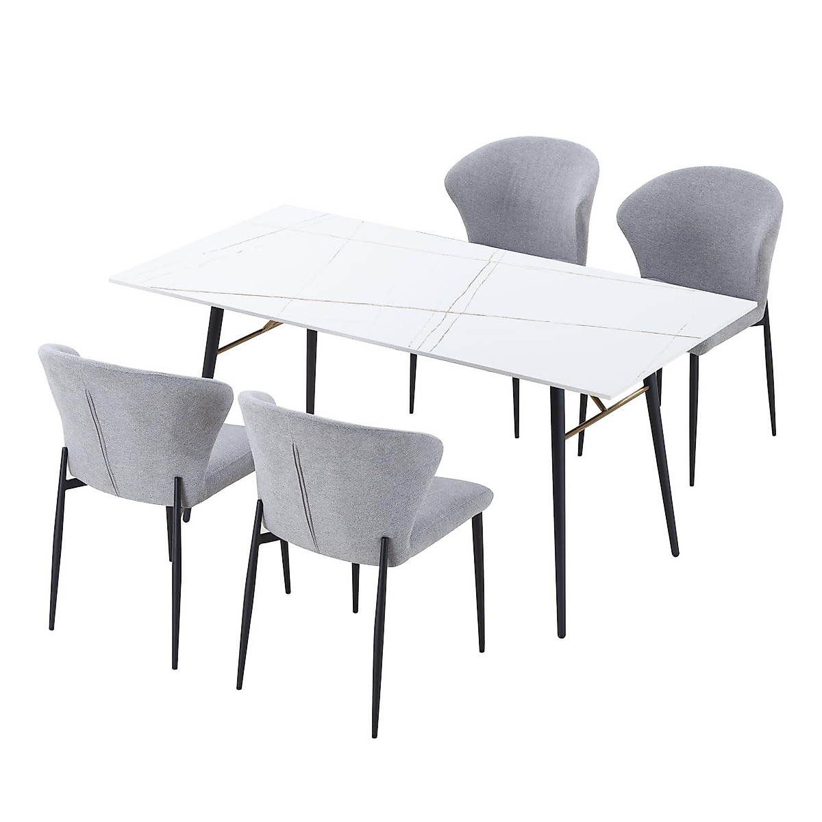 LKKRO 63'' Dining Table Small Space Kitchen Table Porcelain Desk Top White