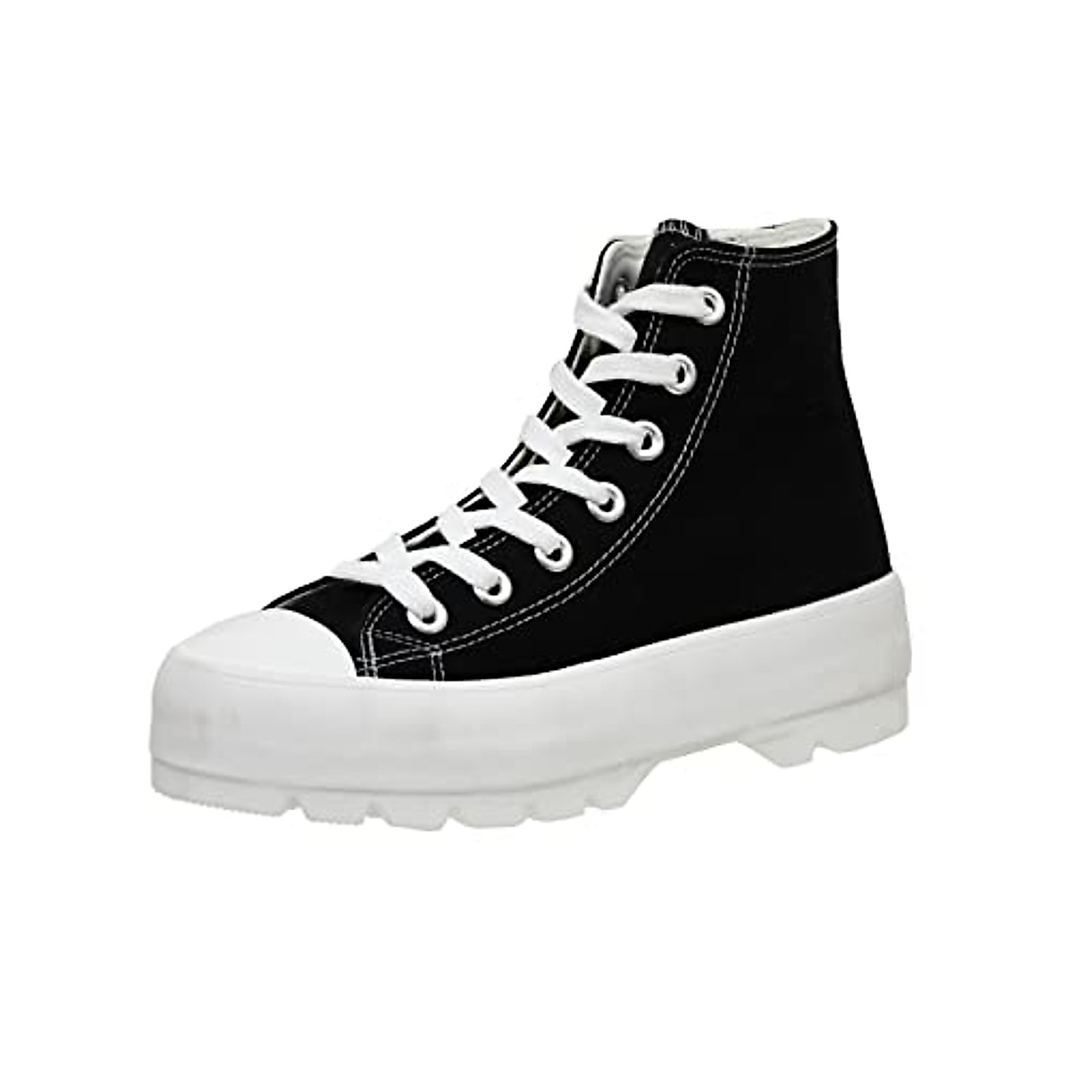 CUSHIONAIRE Women's Vespa high top Canvas Sneaker +Memory Foam and Side Zipper, Black/White 11
