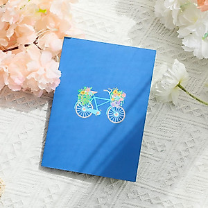 Paper Spiritz Flower Bike Pop Up Card Bicycle Greeting Card Mother's Day Anniversary Pop Up Card Birthday Popup Card Thank You Card Just Because All Occasions-100% Recycled and Eco-Friendly