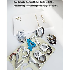 HopeWan Mailbox Numbers Self Adhesive, 2 Inch House Door Number Stickers for Apartment Office Room Address Sign, Silver Shiny, Chrome Plated, Pack of 1 Set, 10 Pcs.