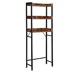 VASAGLE Over The Toilet Storage, 3-Tier Bathroom Storage Shelf, Over Toilet Bathroom Organizer, Rustic Brown and Black UBTS002B01