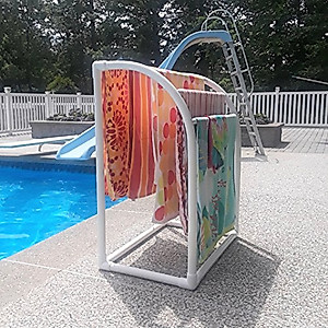 TowelMaid Original Made in The USA 5 Bar Curved Outdoor Poolside Storage Towel Rack