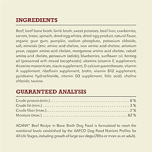 ACANA Premium Chunks Wet Dog Food, Beef Recipe in Bone Broth, 12.8oz (Case of 12)