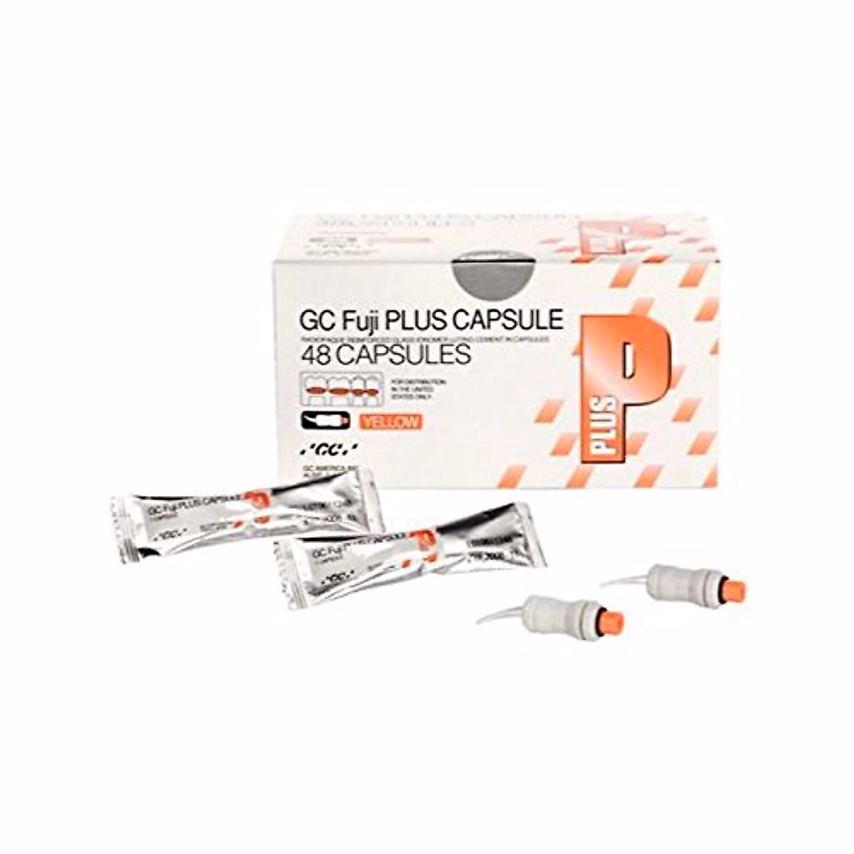GC America 425030 Fuji Plus Resin Modified Glass Ionomer Luting Cement Capsule, Yellow (Pack of 48)