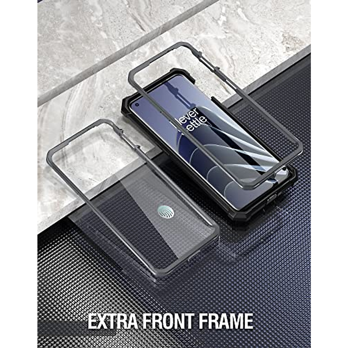 Poetic Guardian Case Designed for OnePlus 10 Pro 5G, Built-in Screen Protector Work with Fingerprint ID, Full Body Hybrid Shockproof Bumper Cover Case, Black/Clear