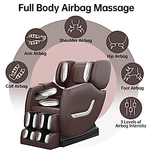SMAGREHO 2024 New Massage Chair, Zero Gravity and Full Body Airbags Massage, 6 Auto Modes, 8 Fixed-Point Massage Rollers and Waist Heating (Brown)
