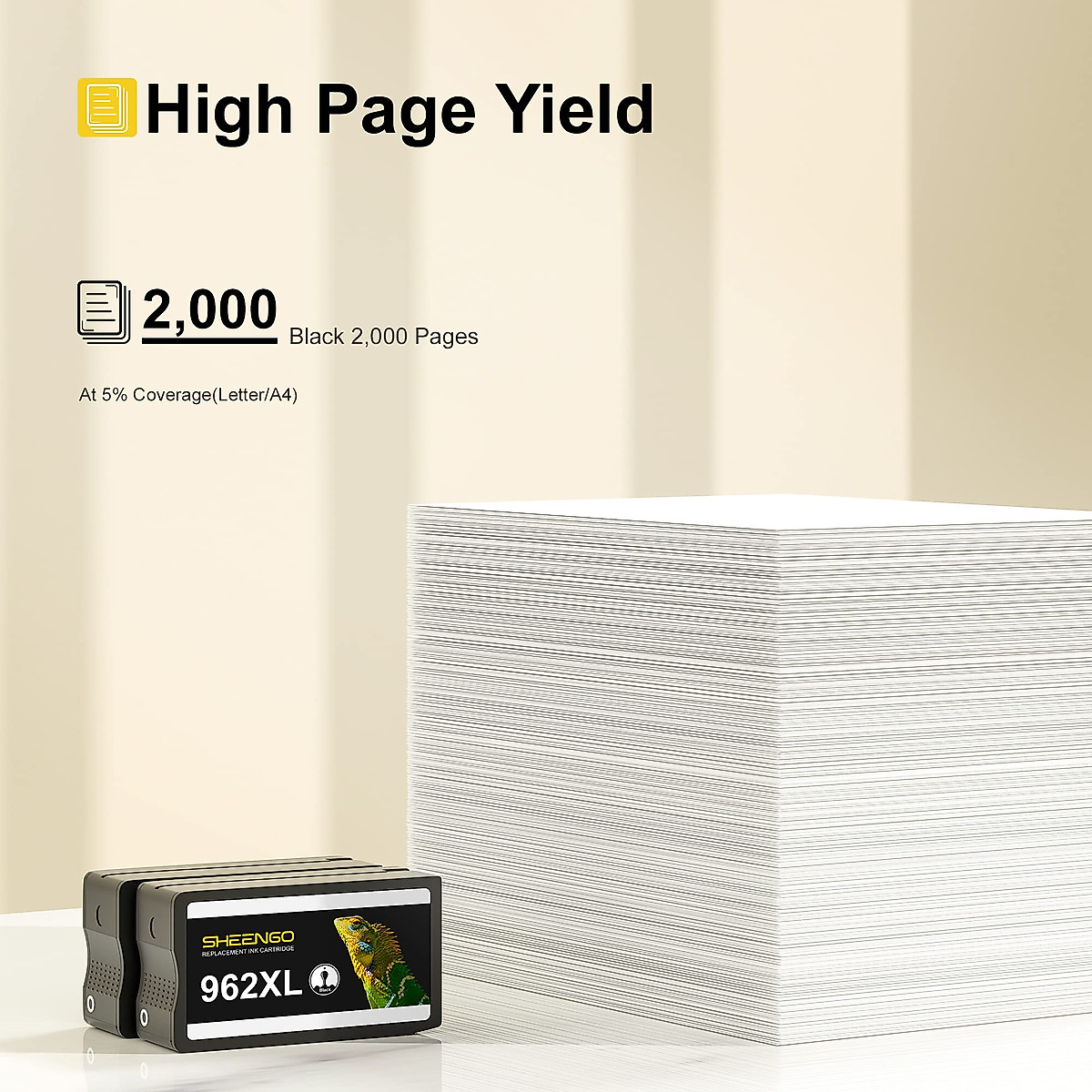 SHEENGO Remanufactured Ink Cartridges Replacement for HP 962XL for OfficeJet Pro 9015 9015e 9010 9025 9025e 9020 9018 9012 9028 Black, 2-Pack
