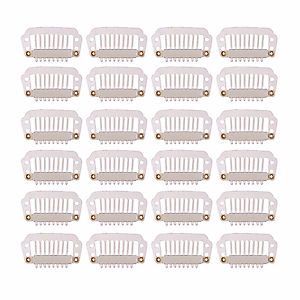 24 pcs/lot 28mm 8-teeth Metal Hair Extension Clips with Rubber Snap Closures for Hairpieces (Blonde)