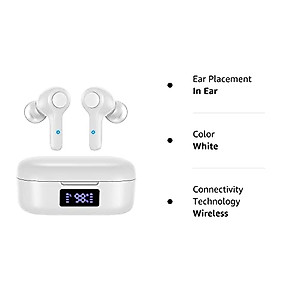 MOZOTER Bluetooth 5.3 Wireless Earbuds,Deep Bass Loud Sound Clear Call Noise Cancelling with 4 Microphones in-Ear Headphones with Wireless Charging Case Compatible for iPhone Android,Workout-White