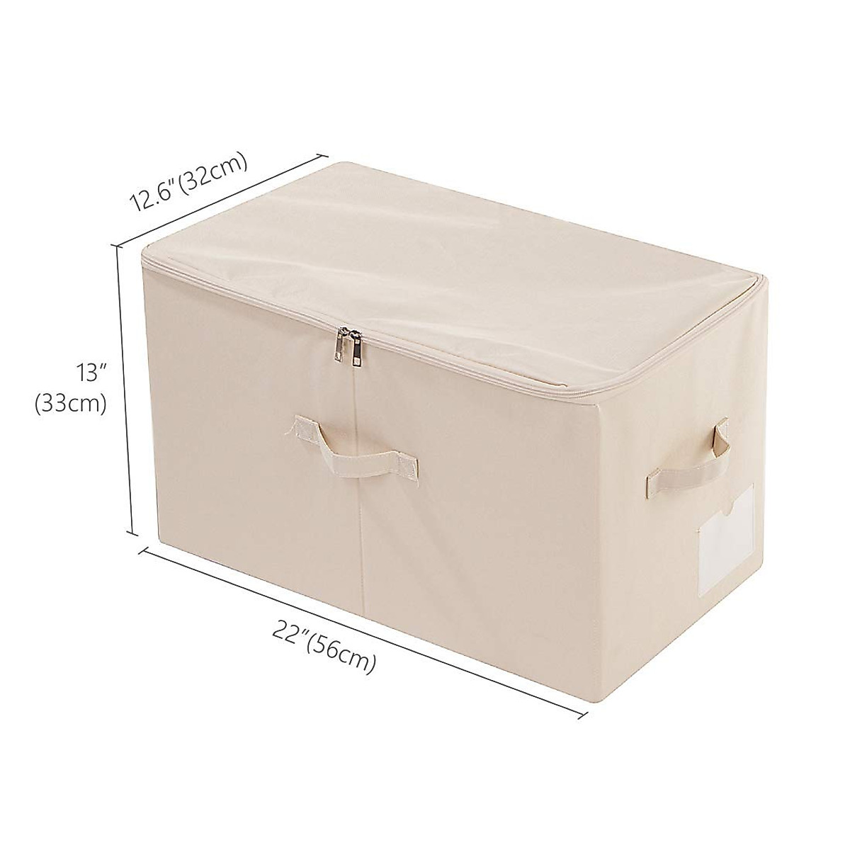 iwill CREATE PRO Pack of 2, Zip Lidded Wardrobe Storage Bins,Collapsible Fabric Storage Boxes for Clothing, Bedding, Toys, Blankets Organizer, Foldable & Washable, Beige