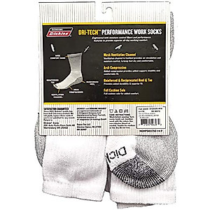 Dickies Genuine Men's 5-pair Crew Style Work Socks - White with Grey (6-12)