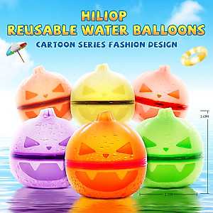 Hiliop 12PCS Reusable Water Balloons Quick Fill & Self Sealing, Latex-Free Silicone Magnetic Splash Water Balloon for Kids