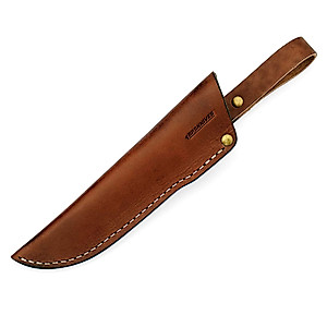 BPS Knives - Left Hand Belt Knife Sheath - Brown Leather Sheath for Mora Garberg - Left-Hand Sheath with Belt Loop for Vertical Carry of Fixed Blade Knife - Free Suspension Leather
