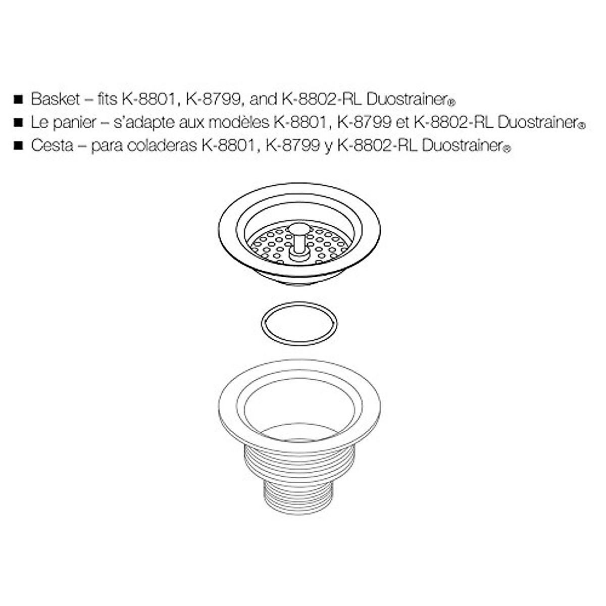 KOHLER GENUINE PART GP41398-CP BASKET FOR DUOSTRAINER - POLISHED CHROME