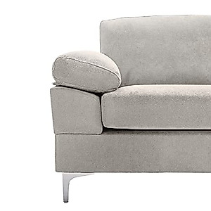 Eafurn U-Shaped Sectional w/Reversible Chaise Lounge and Ottoman, 128.3”5-Seater Convertible Corner Modern Design Comfy Sofa & Couch for Living Room Office, Light Grey