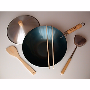 Taylor & Ng Natural Nonstick Wok Set, 12", Carbon Steel