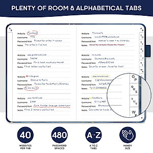 Taja Password Keeper Book with Alphabetical Tabs，Small Password Books for Seniors, Password Notebook for Internet Website Address Log in Detail, Password Logbook to Help You Stay Organized - Star