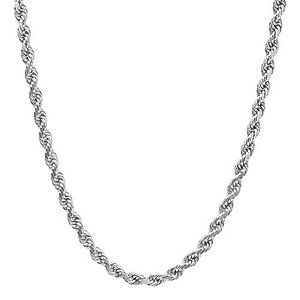 NYC Sterling Unisex Sterling Silver 5MM Diamond-Cut Rope Chain Necklace (20")