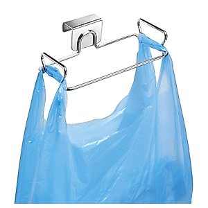 Over-The-Cabinet Plastic Bag Storage and Grocery Bag Holder, Kitchen Storage - Chrome
