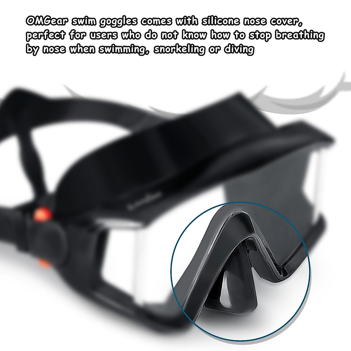 OMGear Swim Goggles Snorkel Mask Dive Mask Anti-Fog Triple-Lens Goggles Swimming Adult Snorkeling Gear for Adults Youth Pool Goggles with Nose Cover Neoprene Mask Strap for Scuba Diving (Black)