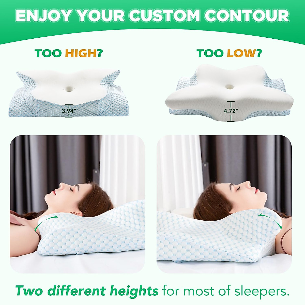 Iwacool Cooling Cervical Pillow for Neck Pain Relief and Lumbar Support Pillow for Car Seat