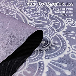 SNAKUGA Travel Yoga Mat, Non Slip Exercise Suede Mat with Carry Bag, All-Purpose Fitness Mat with High Density Anti-Tear Surface for Women, Ideal for Pilates Workout (72'' x 26'' x 1.5mm Thick)