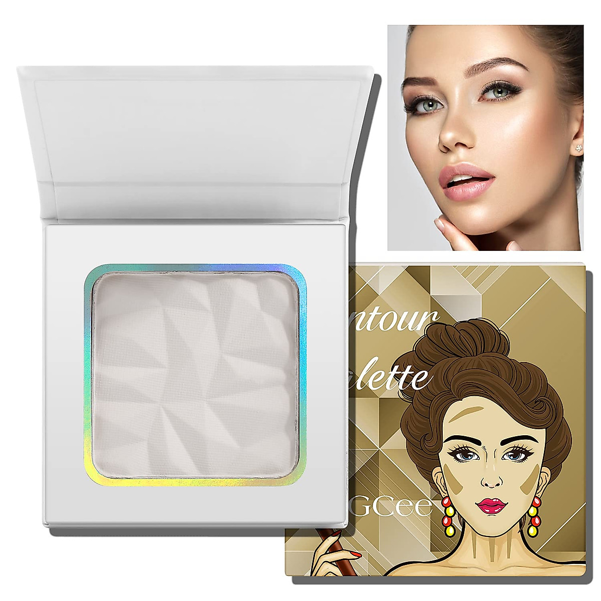 Matte White Highlight Contour Palette Bright,Mini Professional Matte Contouring Makeup Pallet for Face,Long Lasting Smooth Powder for Face,Convenient,Cruelty-Free & Vegan