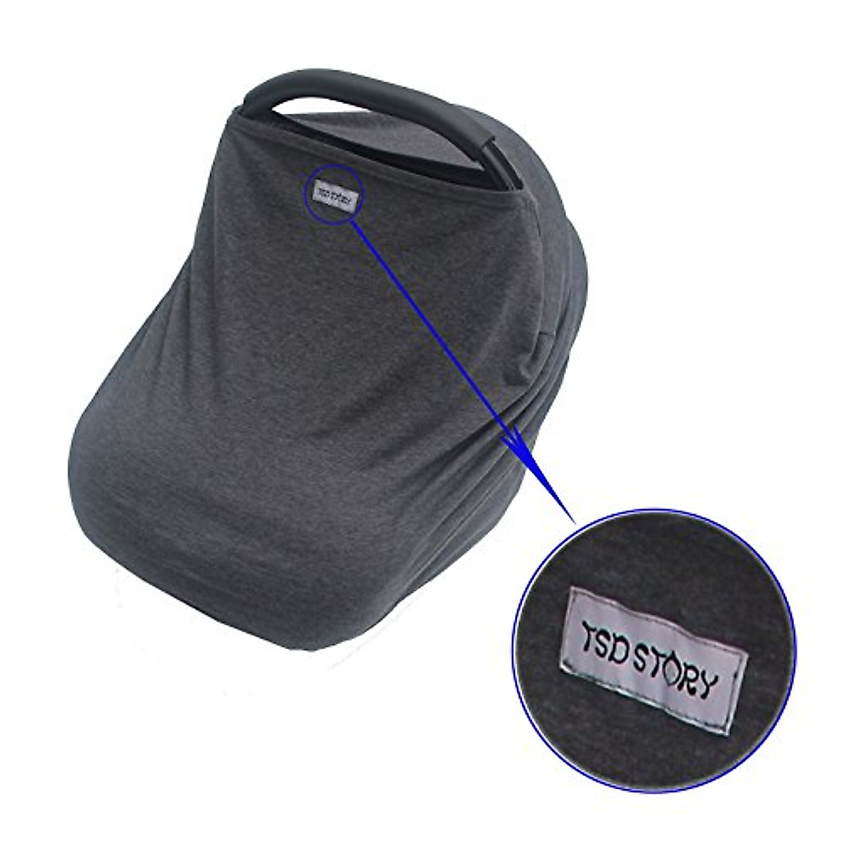 Grey Baby Car Seat Covers-Infant Stroller Cover,Carseat Canopy for Girls and Boys-Nursing Cover Breastfeeding Scarf by TSD STORY(Cover+BabyBeanie+Small Bag)