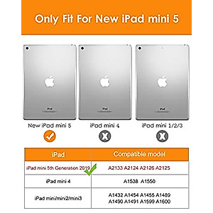 DTTO for iPad Mini 5th Generation 2019 Case, [Noble Series] Leather Folio Cover Case with Apple Pencil Holder for iPad Mini 5 2019 [Auto Sleep/Wake], Black