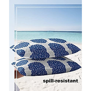 Waterproof Outdoor Throw Pillow Cover Hydrangea Flowers Lumbar Pillowcases Set of 2 Blue Grey Floral Decorative Patio Furniture Pillows for Couch Garden 20 x 12 Inches