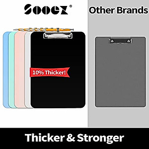 Sooez Plastic Clipboard with Pen Holder, [10% Thicker] Clip Boards 8.5x11 with Low Profile Clip, Cute Hanging Clipboard, Standard Letter A4 Size for Kid Teacher, Office & School Supplies, Light Green