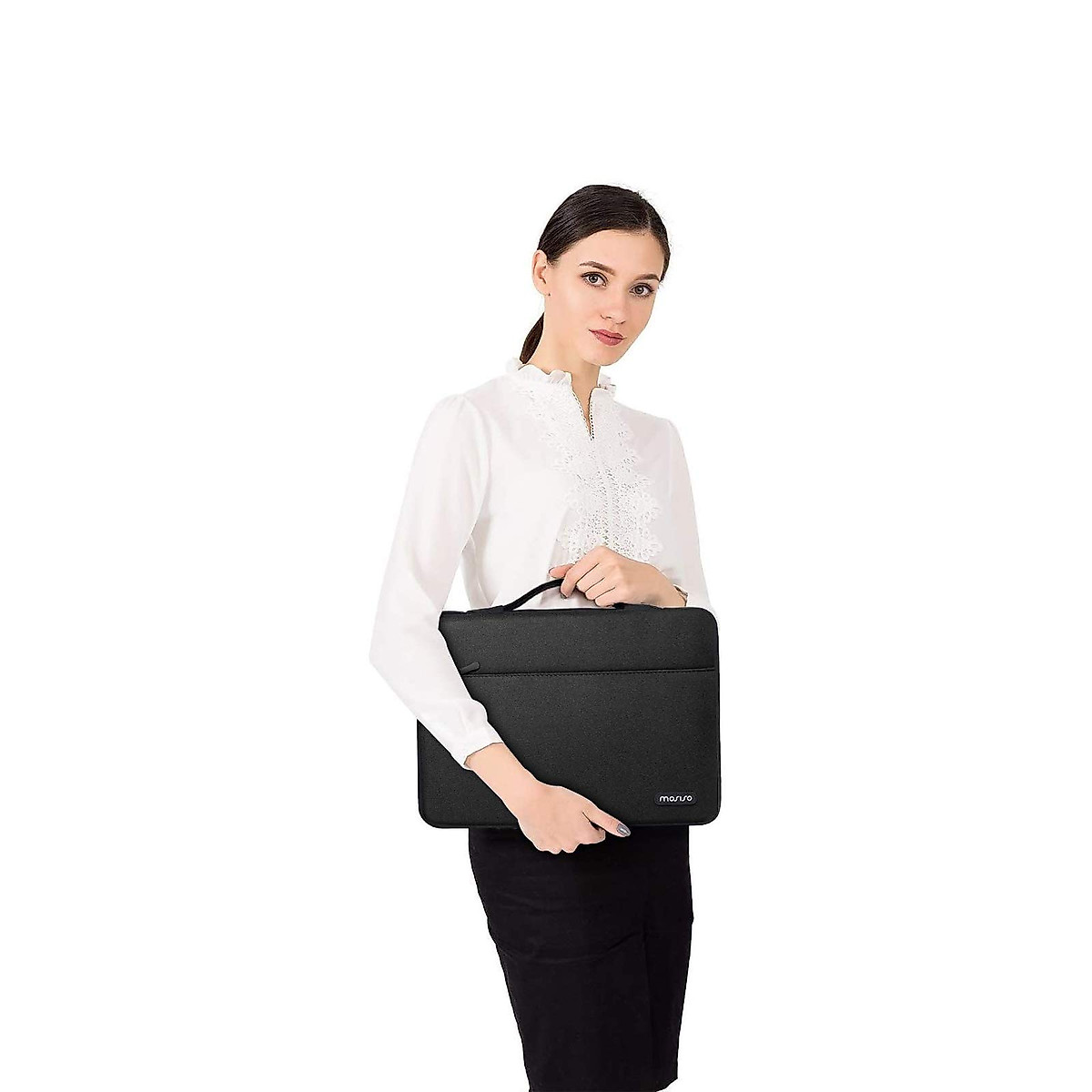 MOSISO 360 Protective Laptop Sleeve Compatible with MacBook Air/Pro, 13-13.3 inch Notebook, Compatible with MacBook Pro 14 inch M4 M3 M2 M1 Pro Max 2024-2021, Polyester Bag with Belt, Black