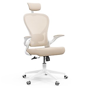 Frylr Heavy Duty Office Chair - Ergonomic Plus Size Desk Chair for Home Office Use, Supportive Mesh Design for Big and Tall People, 400lbs Capacity, Khaki