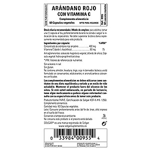 Solgar Natural Cranberry with Vitamin C, 60 Vegetable Capsules - Supports Urinary & Bladder Health - With Vitamin C for Immune Support - Non-GMO, Vegan, Gluten Free, Dairy Free, Kosher - 60 Servings