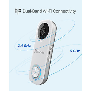 EZVIZ Video Doorbell Camera, 2.4Ghz/5Ghz Wi-Fi 1080P Wired Security Camera with AI-Human Detection, 2-Way Talk, Existing Wiring Required | DB1C