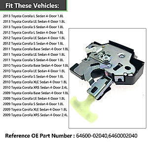 Liftgate Tailgate Lock Trunk Latch Actuator for 2009-2013 Toyota Corolla Replace 64600-02040 6460002040