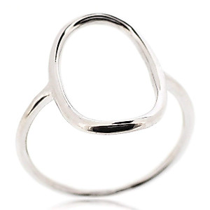 SOVATS Long Open Circle Ring for Women 925 Sterling Silver Rhodium Plated - Simple, Stylish &Trendy Nickel Free Ring, Size 7