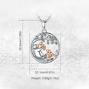 EUDORA Sterling Silver Mother Daughter Necklace for Women Bear Mama Necklace Mom Son Pendant for Mom Daughter Jewelry from Daughter Son Mother's Day Gift for Mother Daughter Aunt Grandma, 45cm