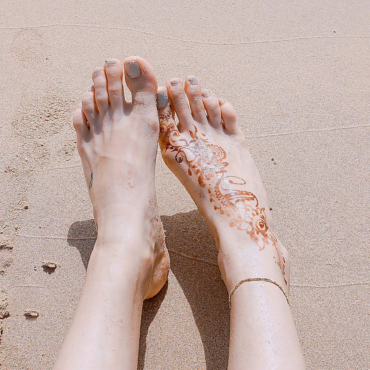 MEVECCO Link Chain Anklet 14K Gold Plated Boho Cute Dainty Mariner Chain Foot Ankle Bracelet Women