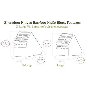 Shenzhen Knives 20 Slot Universal Knife Block: X-Large Bamboo Finish Wood Knife Block without Knives Countertop Butcher Block Knife Holder and Organizer with Wide Slots for Easy Kitchen Knife Storage