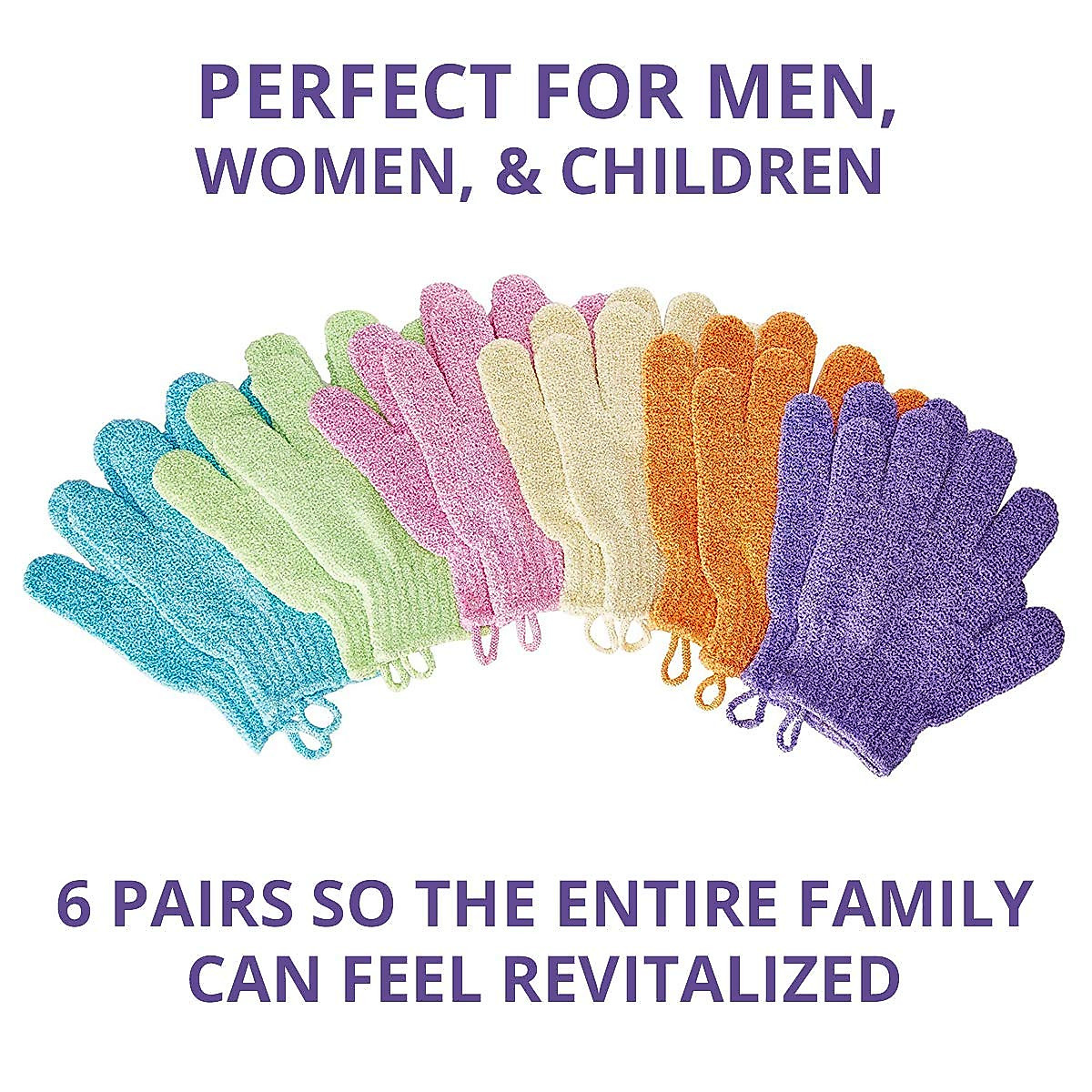 HARCCI Bath Exfoliating Massage Gloves - 6 Pairs of Shower Mitts for Men & Women - Removes Dead Skin and Improves Blood Circulation | Makes Skin Soft and Healthy