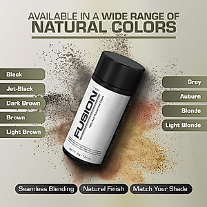 Hair Fibers for Thinning Hair - (1.05 Oz) Real Human Hair Building Fibers to Conceal Bald Spots and Thinning Hair, Root Touch Up and Volumizer, Black