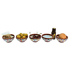 Cactus Canyon Ceramics VERY SMALL Spanish Terracotta 5-Piece VERY SMALL Mini-Bowl (Pinch Bowls) Set, White