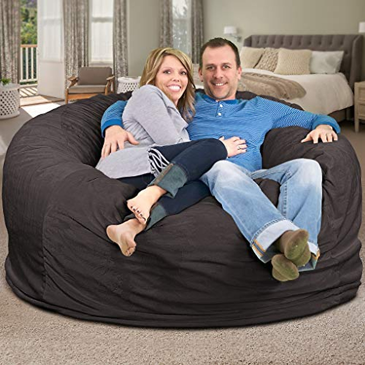 ULTIMATE SACK Bean Bag Chairs in Multiple Sizes and Colors: Giant Foam-Filled Furniture - Machine Washable Covers, Double Stitched Seams, Durable Inner Liner. (6000, Grey Suede)