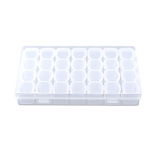 Clear Plastic Jewelry Beads Medicine Pill Box Organizer Storage Container Nail Art Rhinestone Storage Box with Removable Adjustable Dividers Case 28 Grids