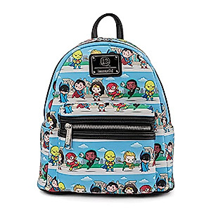 Loungefly DC Comics Superheroes Chibi Lineup Womens Double Strap Shoulder Bag Purse